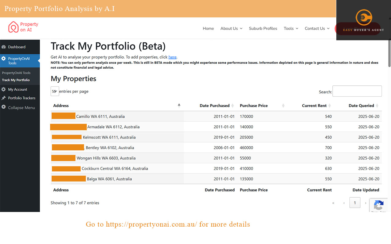 Portfolio Tracker - Property on AI